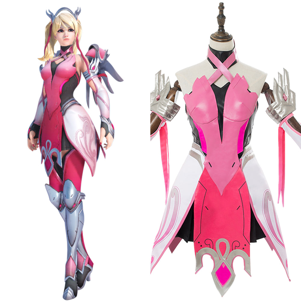 Overwatch Mercy Ange Rose Pink Mercy Skin Cosplay Costume – Cosplaycart.fr